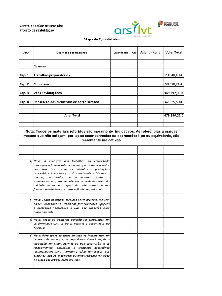 Anexo 5-Mapa de Quantidades Com Caixilharias | PDF | Engenharia Civil ...
