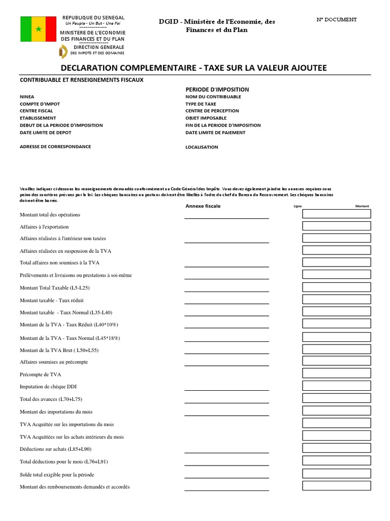 Declaration Tva | PDF | Taxe sur la valeur ajoutée | Impôts