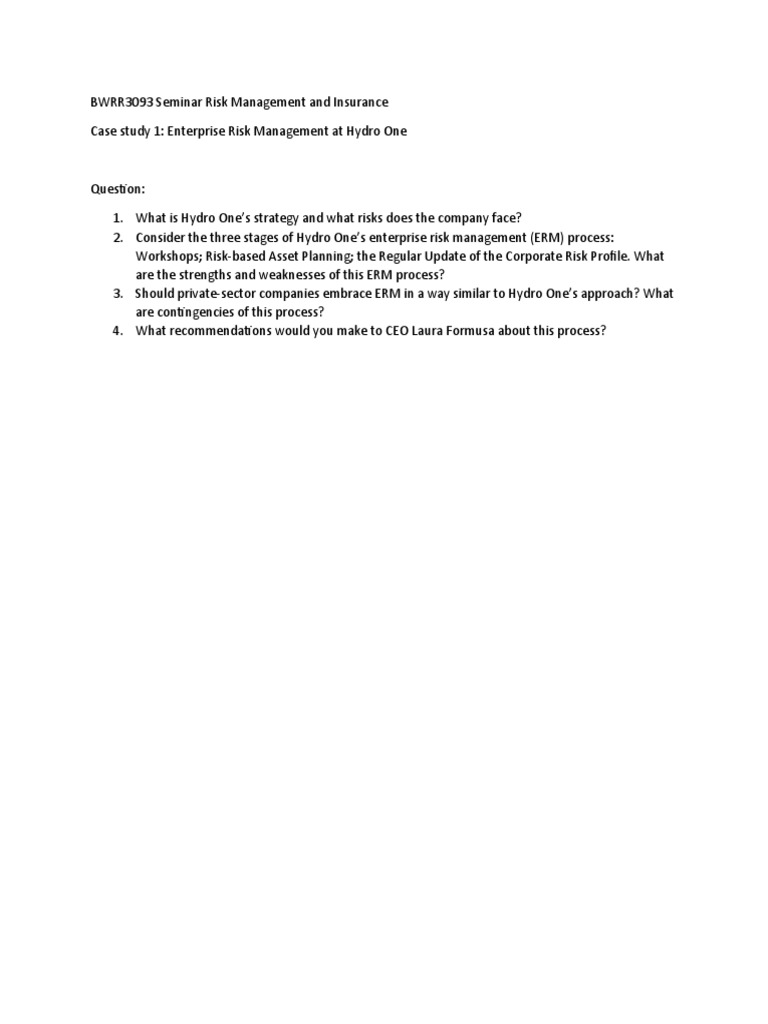 Case Study 1 - Questions (ERM) | PDF