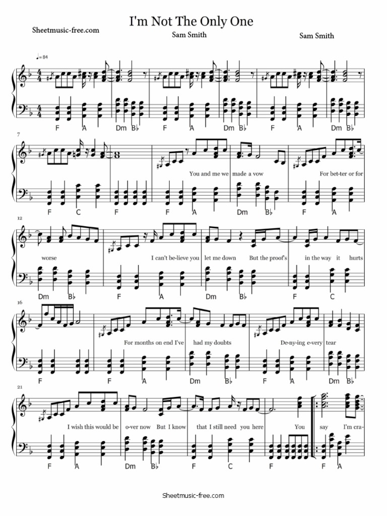 Im Not The Only One Sheet Music Sam Smith PDF | PDF