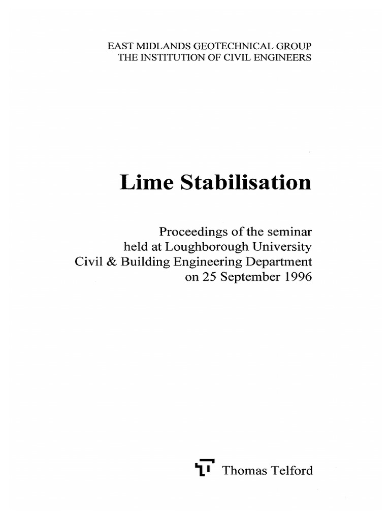 Lime Stabilisation Pdf Soil Clay