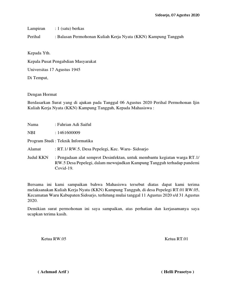 Surat Balasan Fix Print | PDF