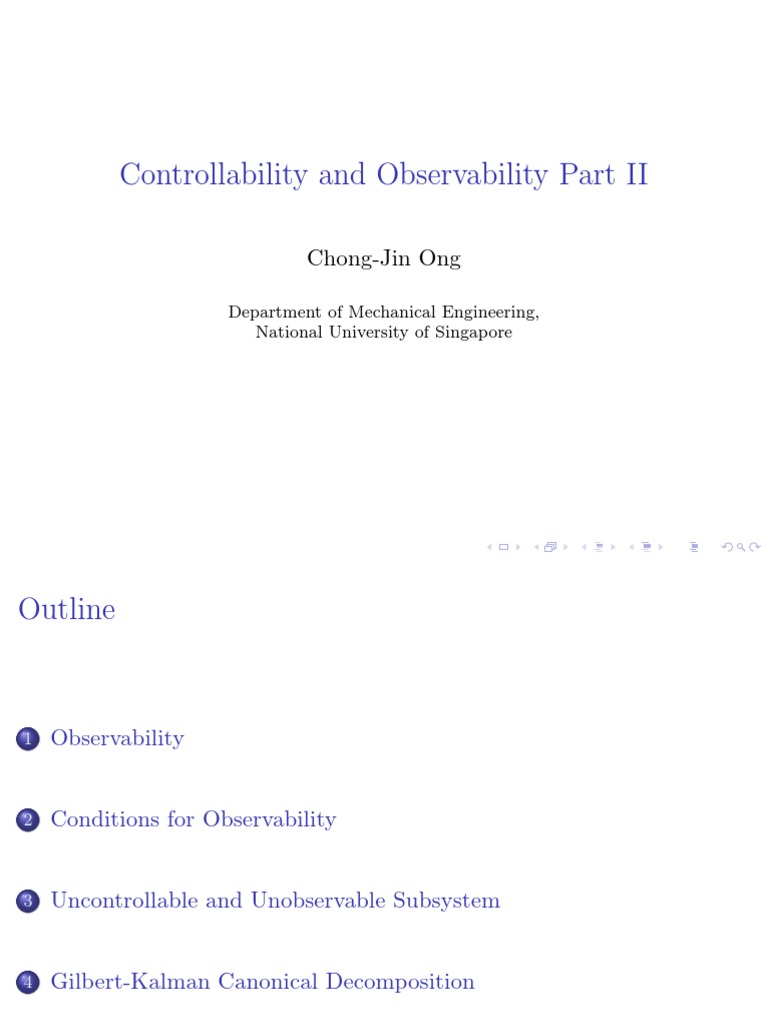 Chapter 4 Controllability and Observability Part 2 | PDF | Mathematical ...