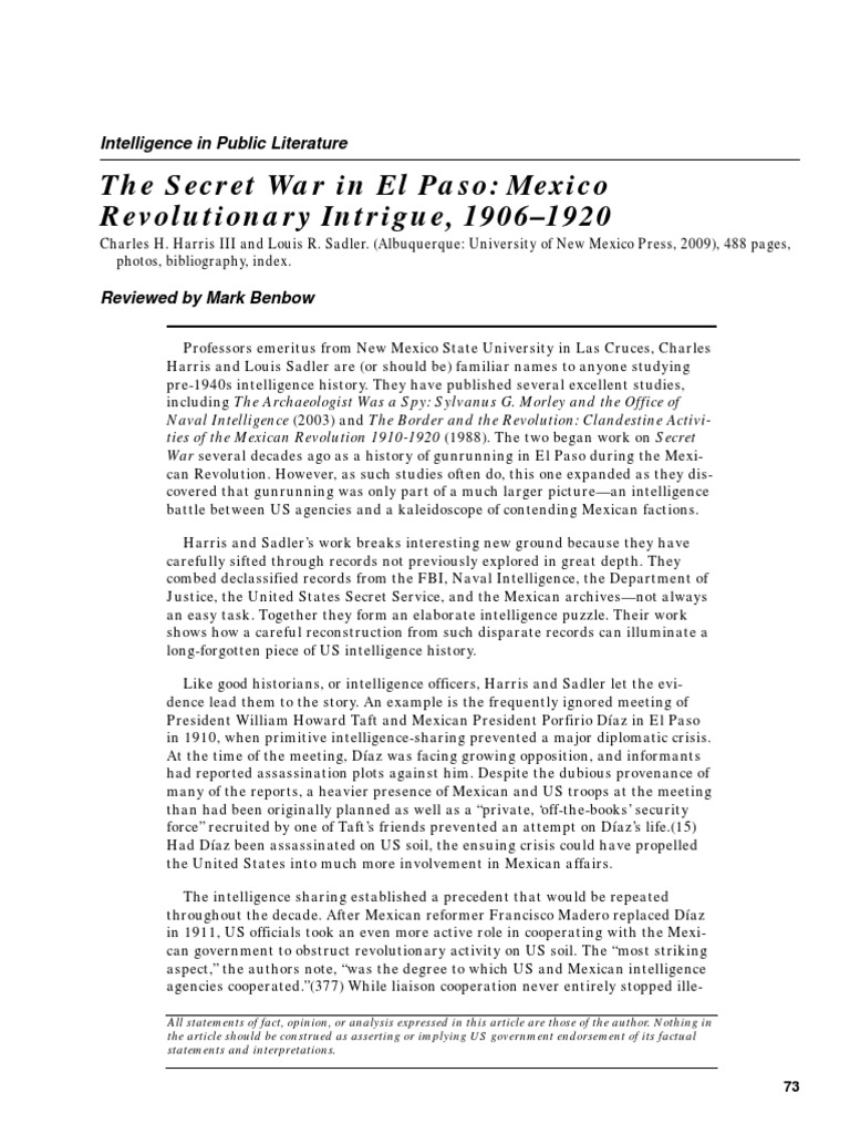 U - Benbow-El Paso Secret War-17Dec | PDF | Mexico | Government
