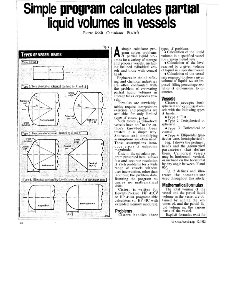 07 Simple Program Calculates Partial Liquid Volume in Vessels-PC | PDF ...