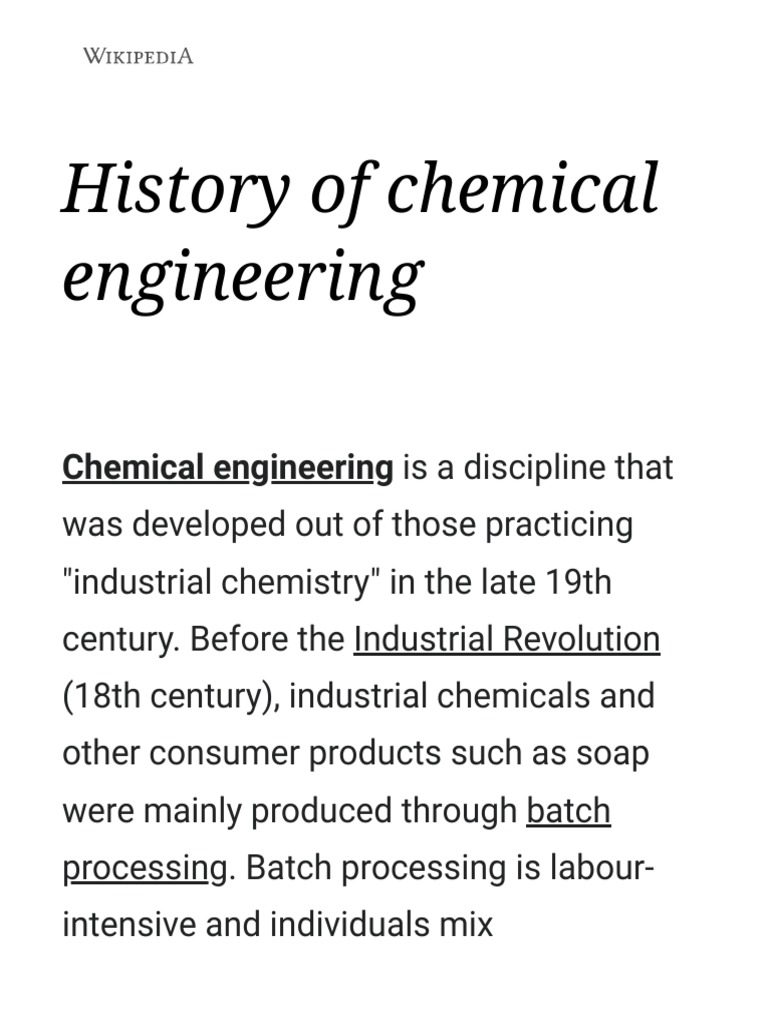 History of Chemical Engineering - Wikipedia | PDF | Chemistry ...