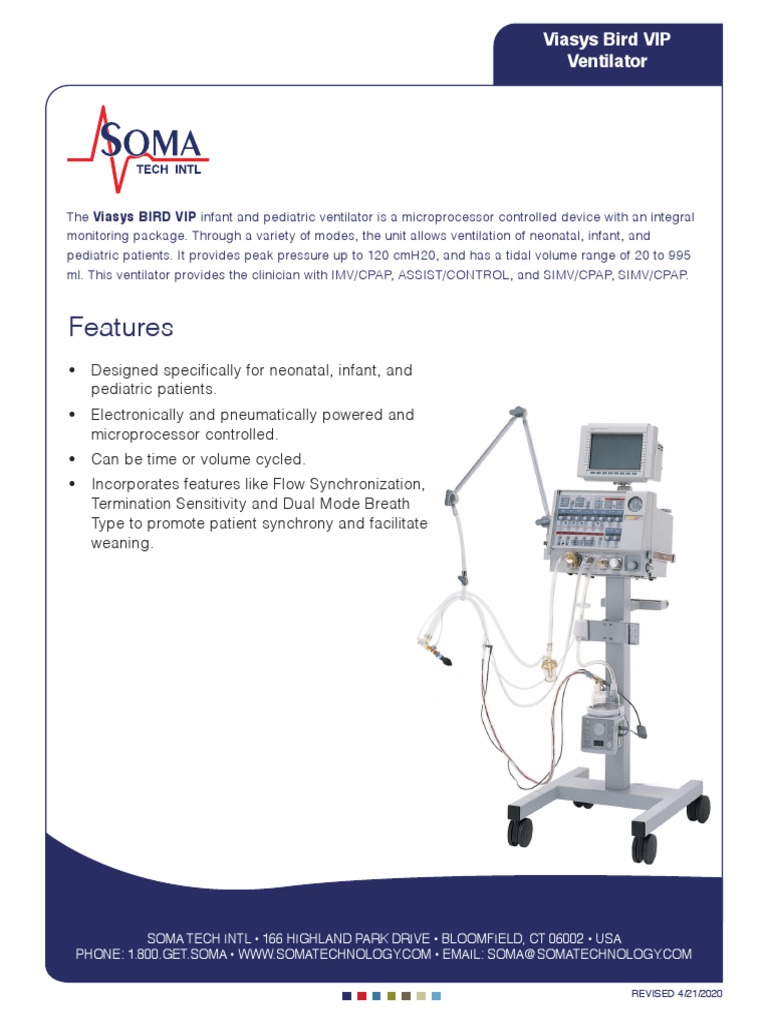 Viasys Bird VIP Pediatric Ventilator | PDF | Respiratory System | Medicine