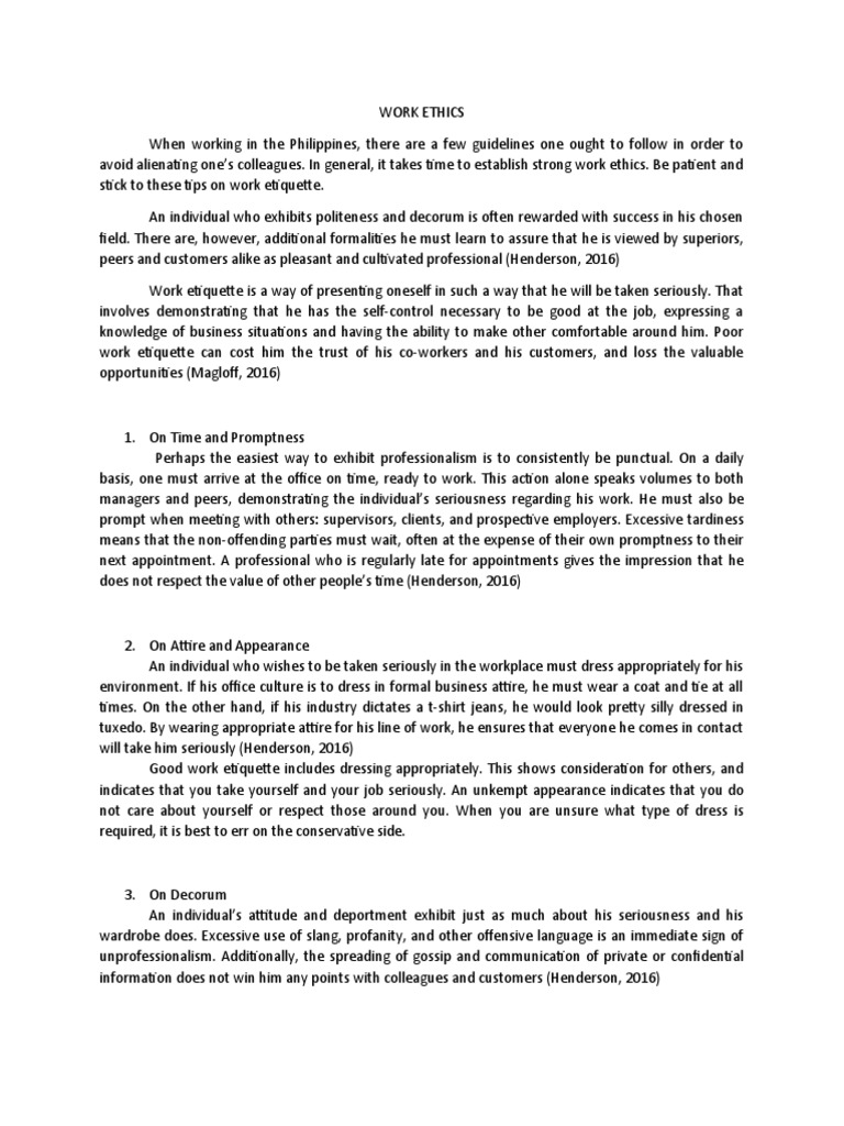 Immersion - Work Ethics | PDF | Etiquette | Profanity