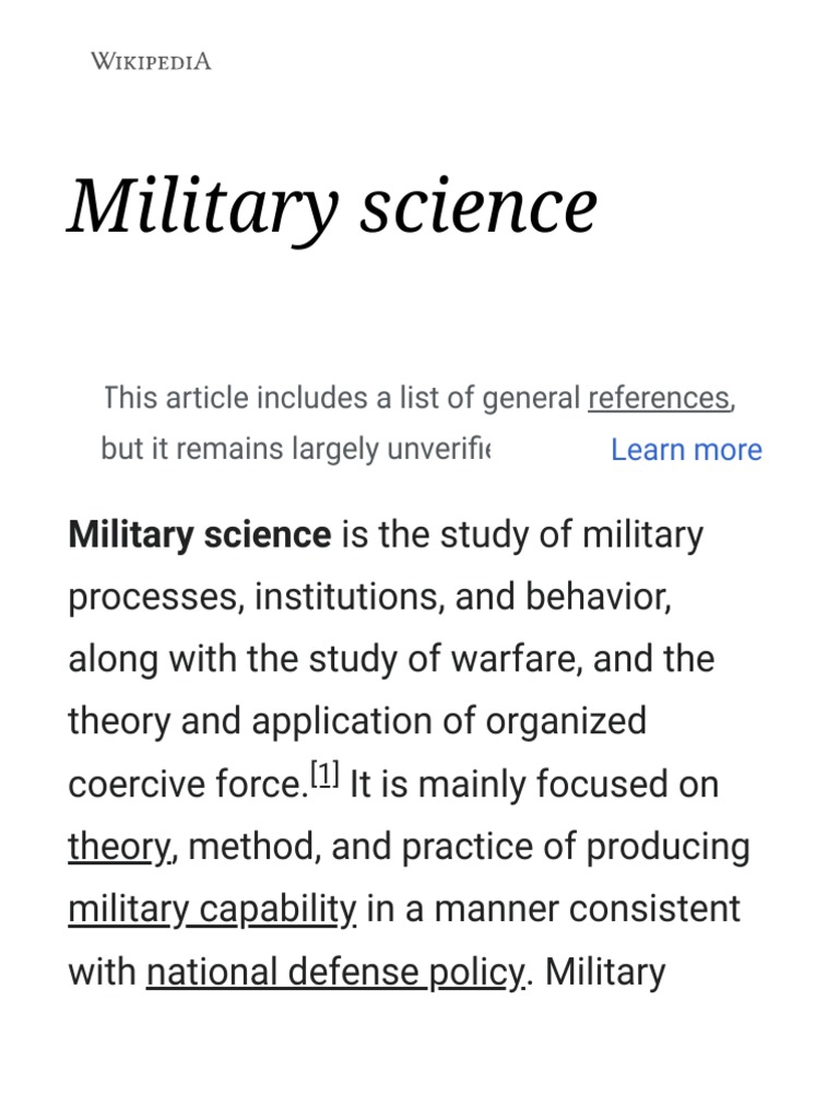 Overview of Military Science | PDF | Military Intelligence | Military ...