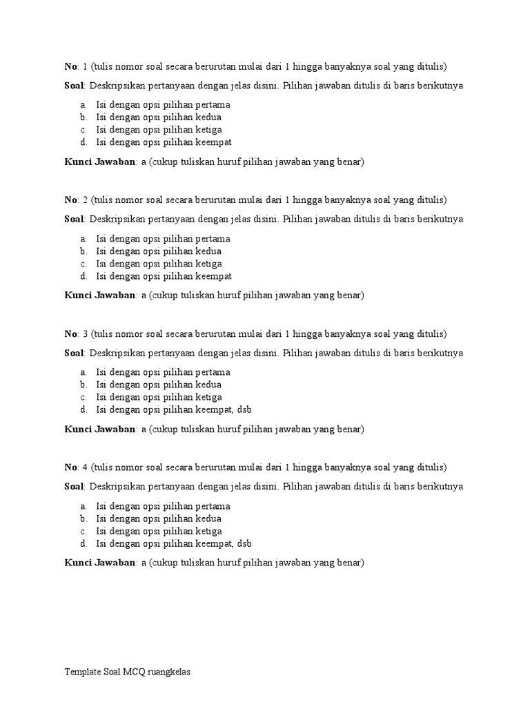 Format Soal MCQ | PDF