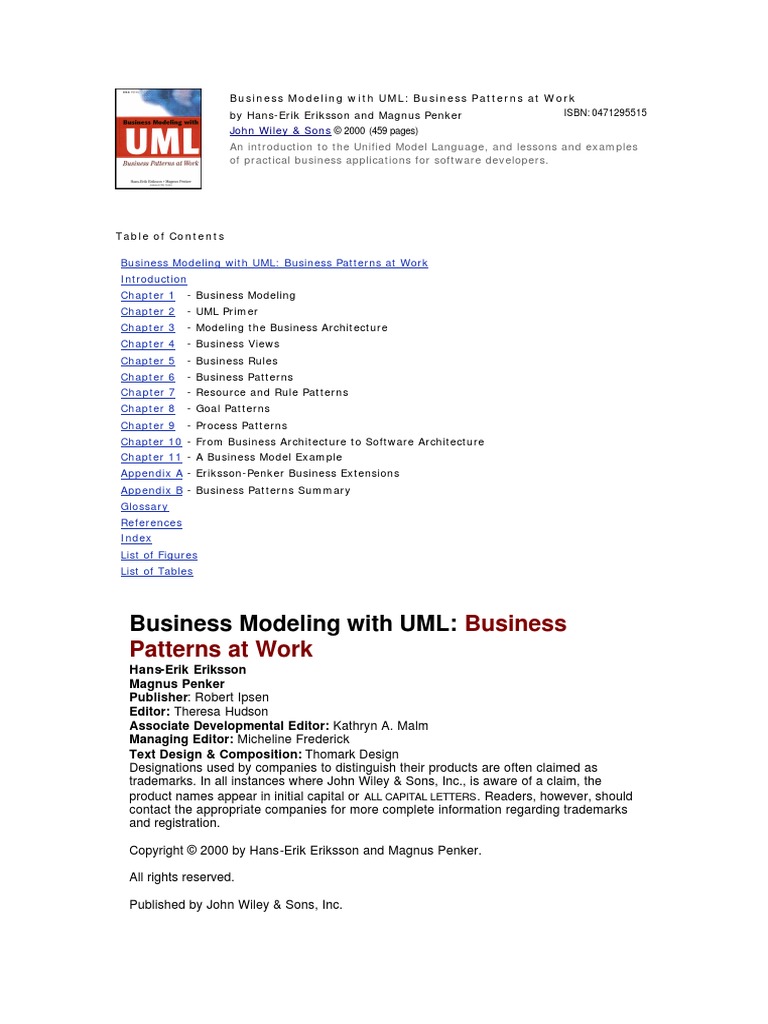 Business Modeling With UML Business Patterns at Work - Eriksson & Penker 2000 | PDF | Object ...