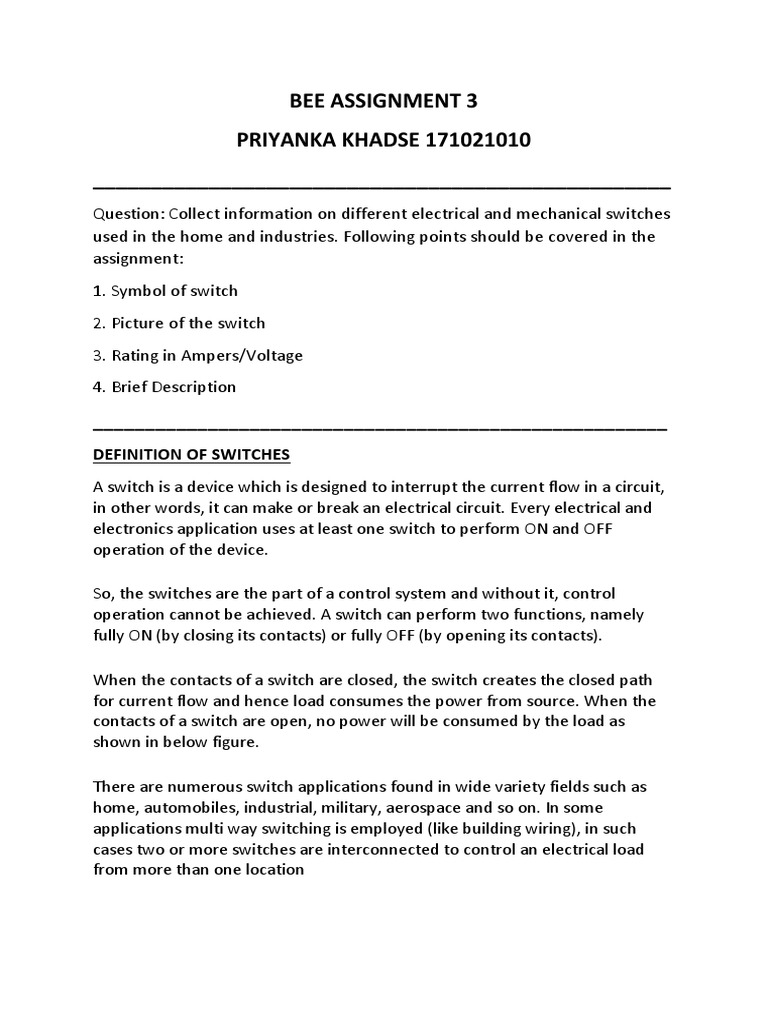 Bee Assignment 3 - 171021010 PDF | PDF | Switch | Field Effect Transistor