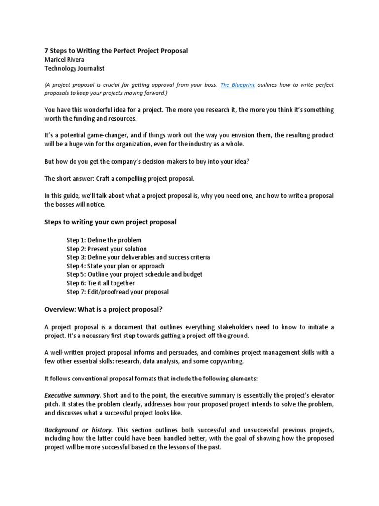 7 Steps To Writing The Perfect Project Proposal | PDF | Project ...