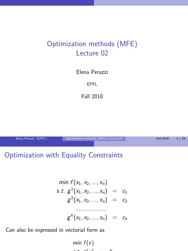 Optimization Methods (MFE) : Elena Perazzi | PDF | Systems Analysis | Mathematical Optimization