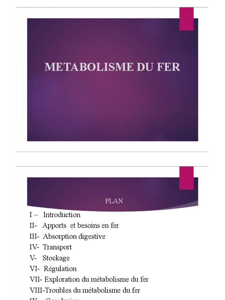 Métabolisme du Fer : Absorption et Stockage | PDF | Biologie | Biologie ...