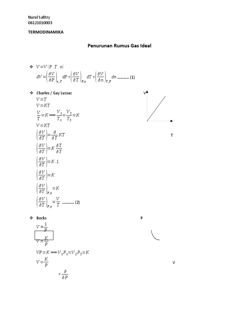 Penurunan Rumus Gas Ideal Termodinamika | PDF