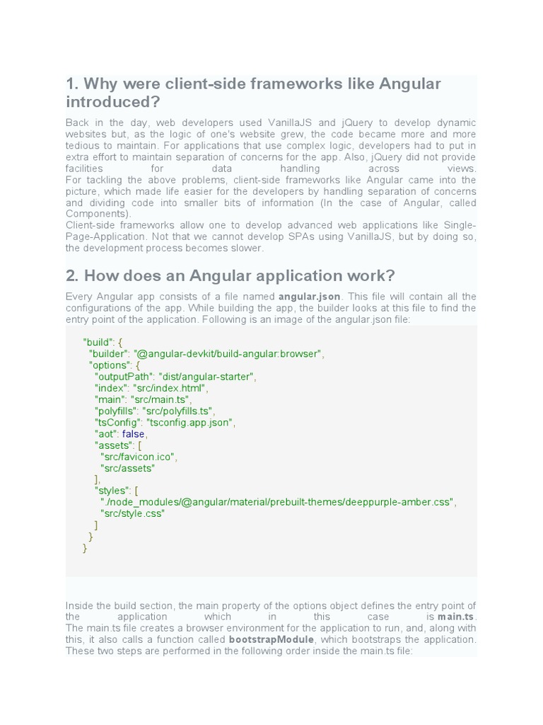 Why Were Client-Side Frameworks Like Angular Introduced?: False | PDF ...