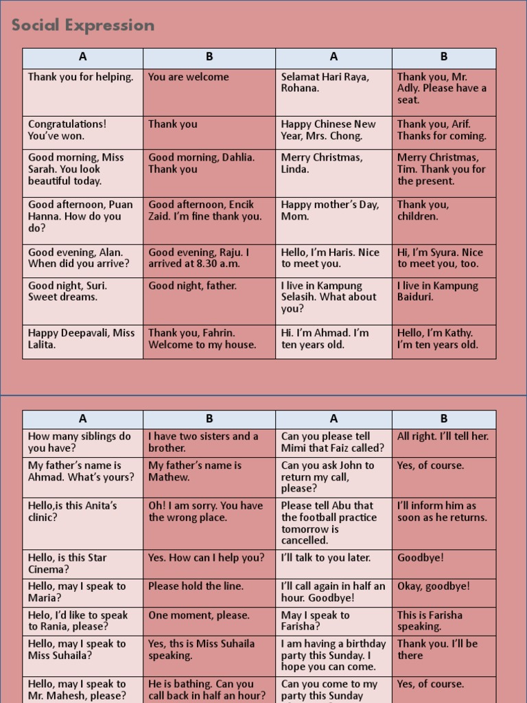 Social Expression: A B A B | PDF