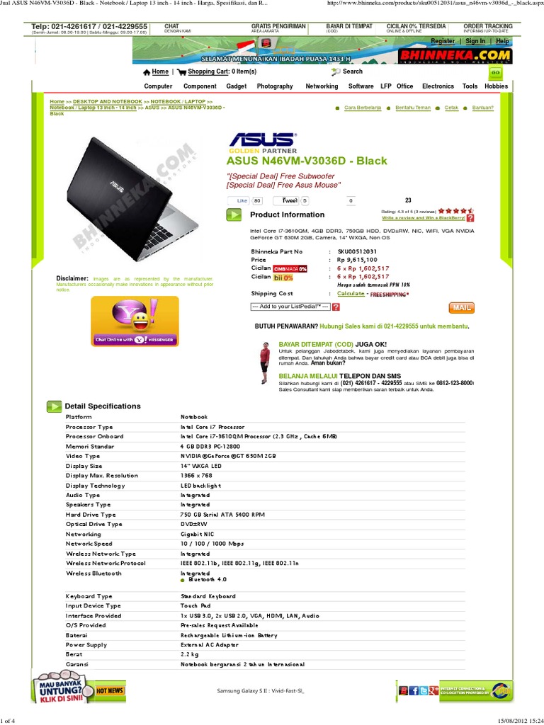 Asus n46vm-V3036d - Black | PDF