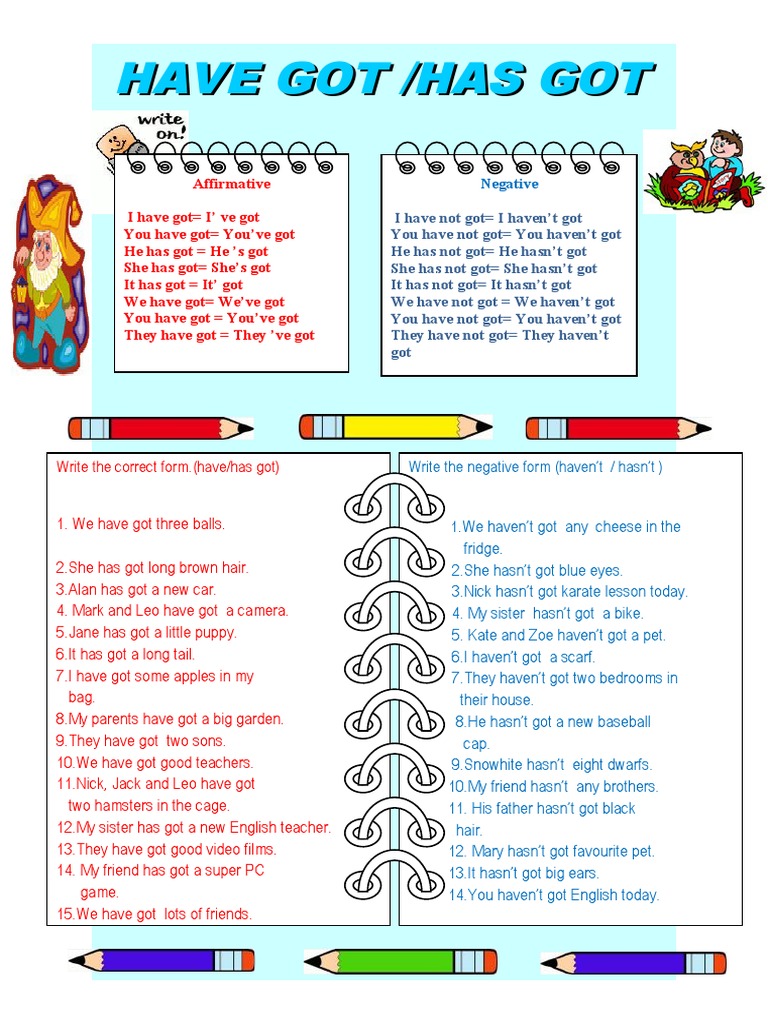 HAVE GOT / HAS GOT AFFIRMATIVE AND NEGATIVE FORMS | PDF