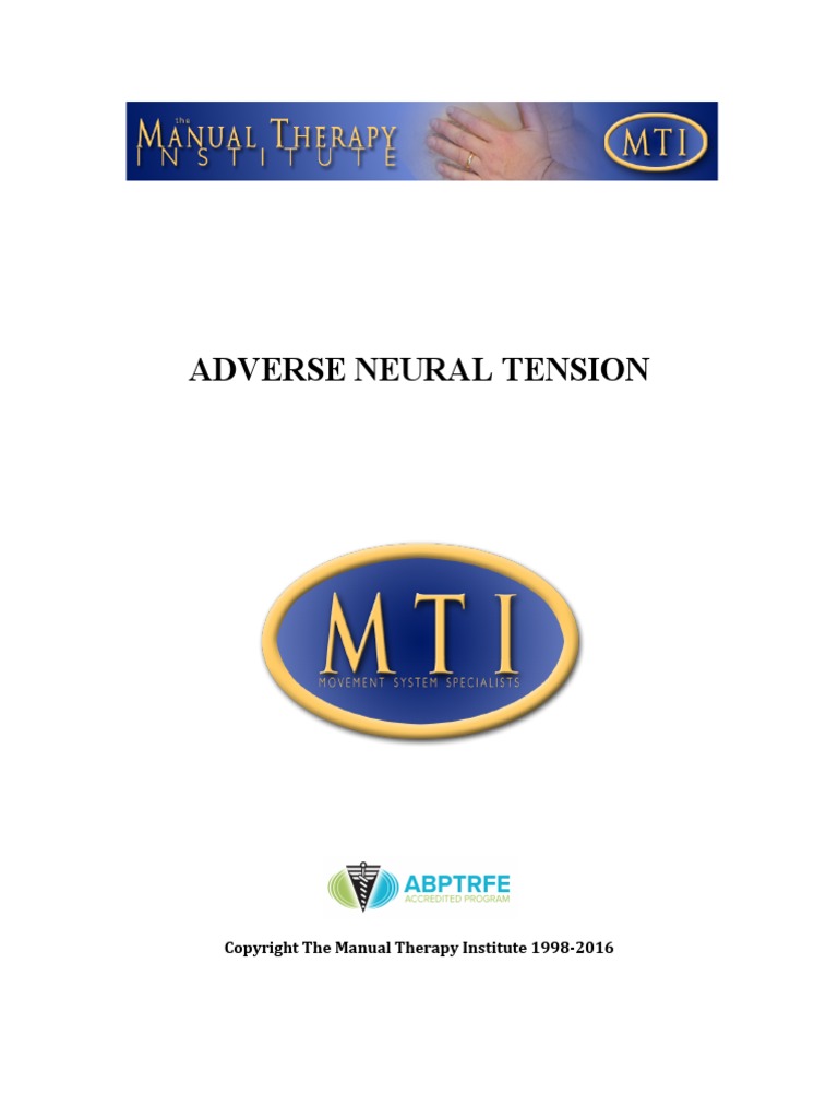 Adverse Neural Tension Workbook | PDF | Anatomical Terms Of Motion | Elbow