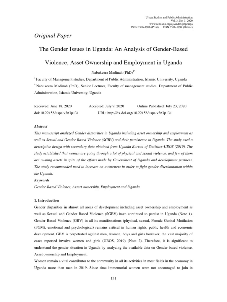 The Gender Issues in Uganda An Analysis of Gender | Download Free PDF ...