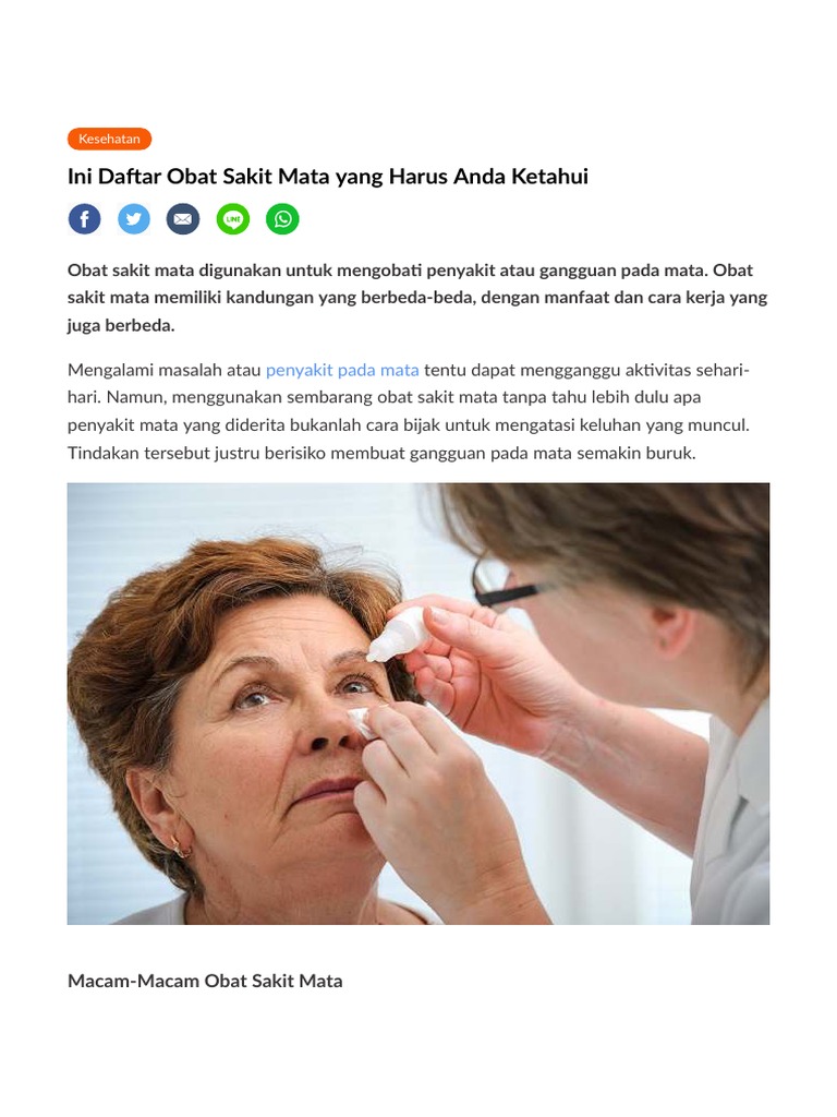 Ini Daftar Obat Sakit Mata Yang Harus Anda Ketahui - Alodokter | PDF