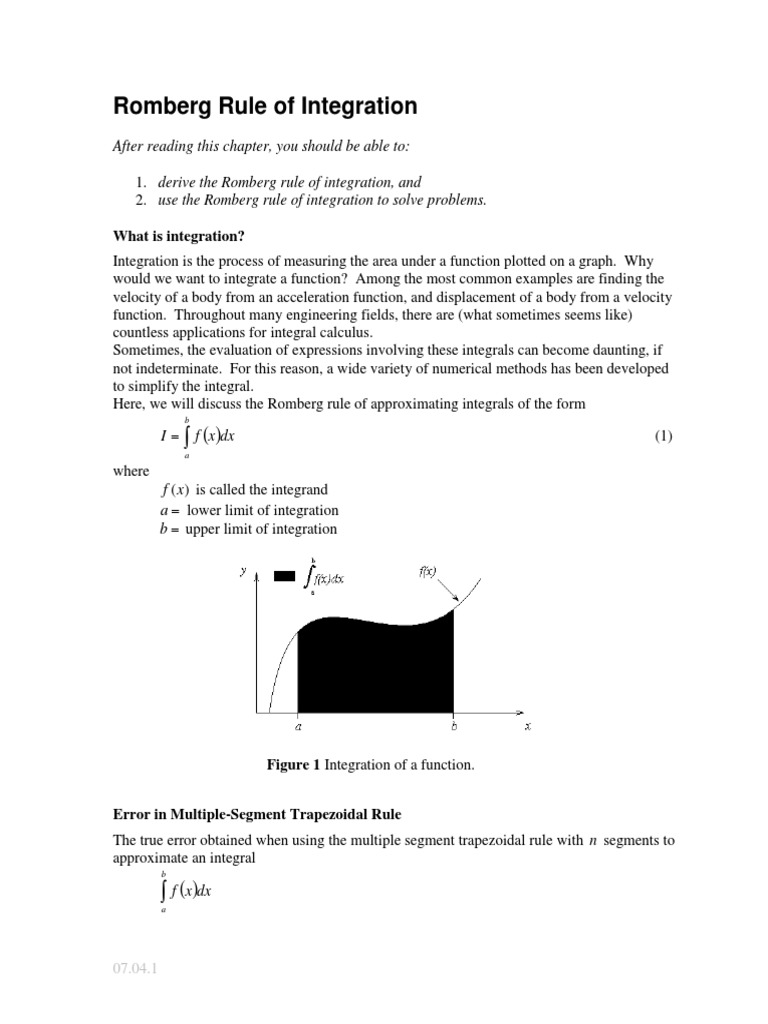Romberg Rule of Integration | PDF | Integral | Function (Mathematics)