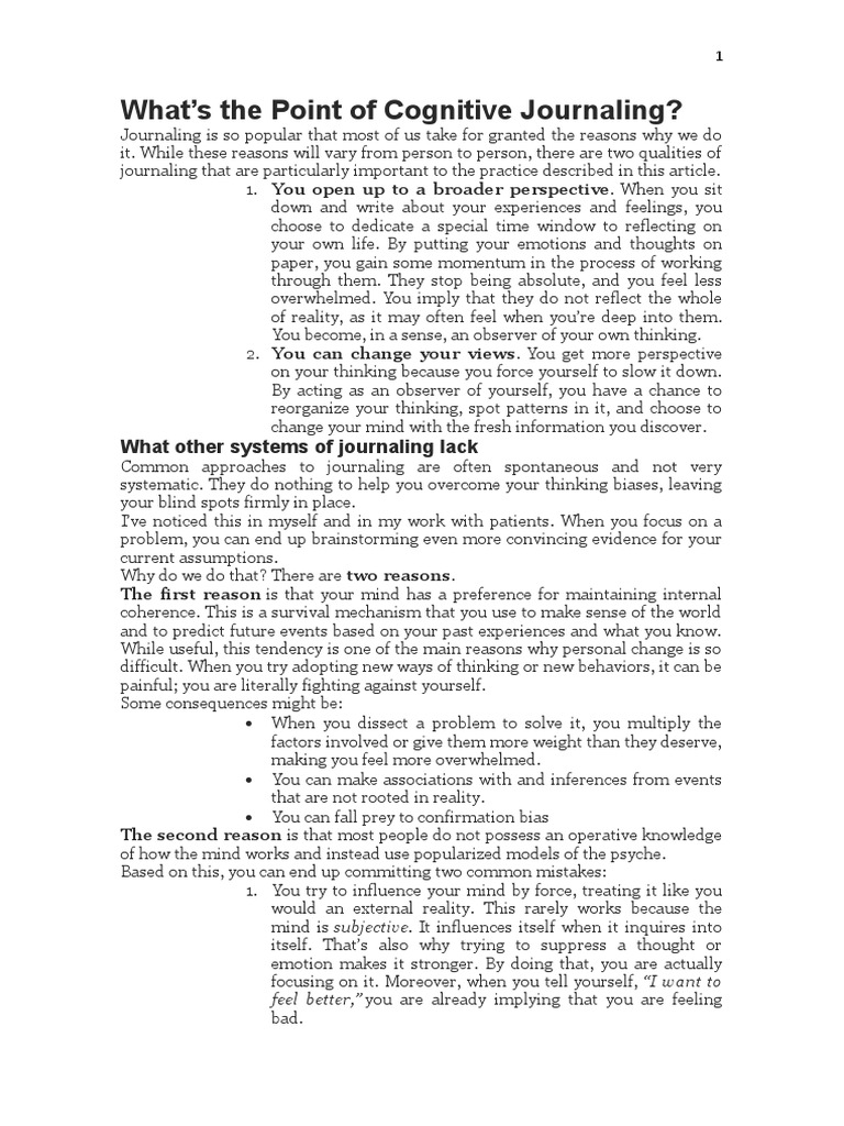 What's The Point of Cognitive Journaling? | PDF | Mind | Thought