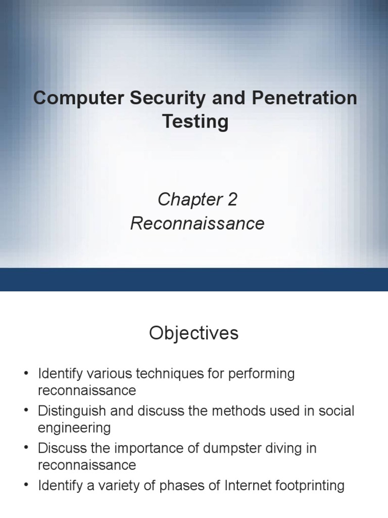 Computer Security and Penetration Testing: Reconnaissance | PDF ...