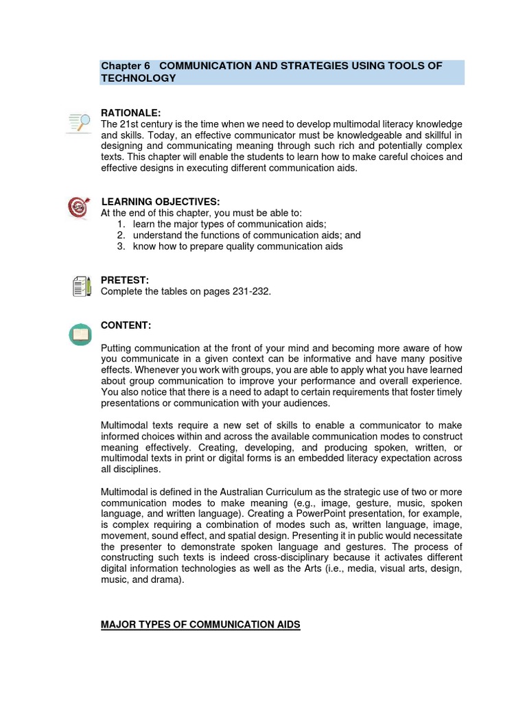 Chapter 6 COMMUNICATION AND STRATEGIES USING TOOLS OF TECHNOLOGY | PDF ...