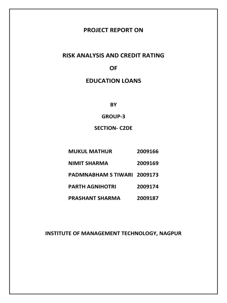 Project Report On: BY Group-3 Section-C2De | PDF | Loans | Student Loan