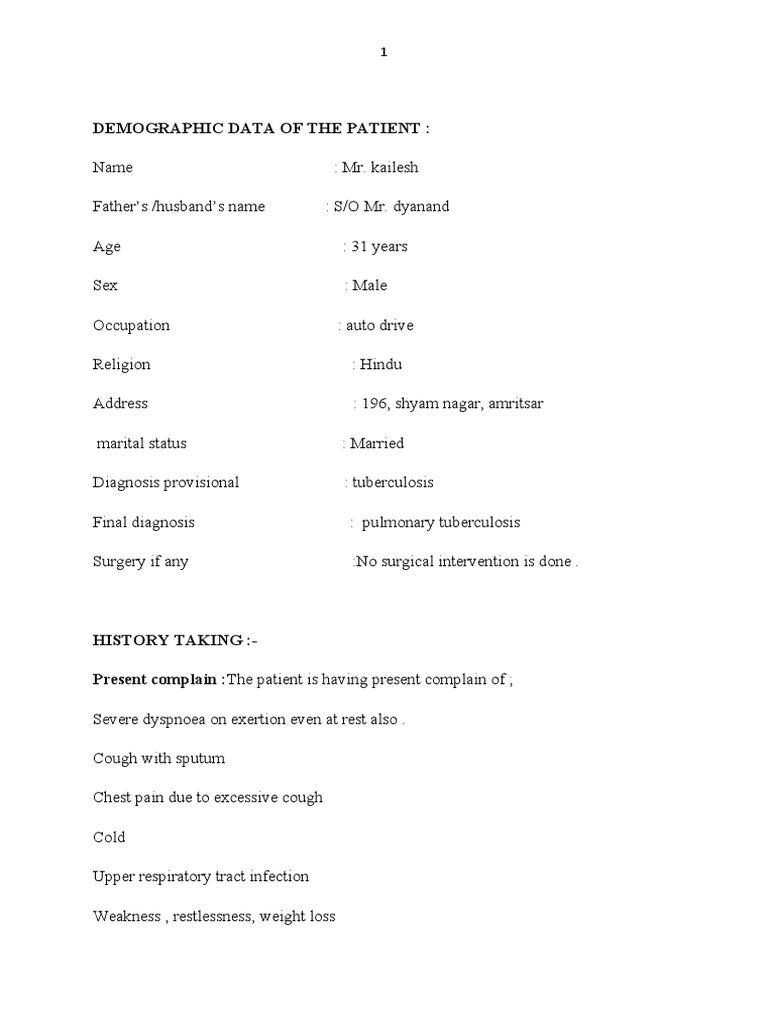 Demographic Data of The Patient | PDF | Cough | Thorax