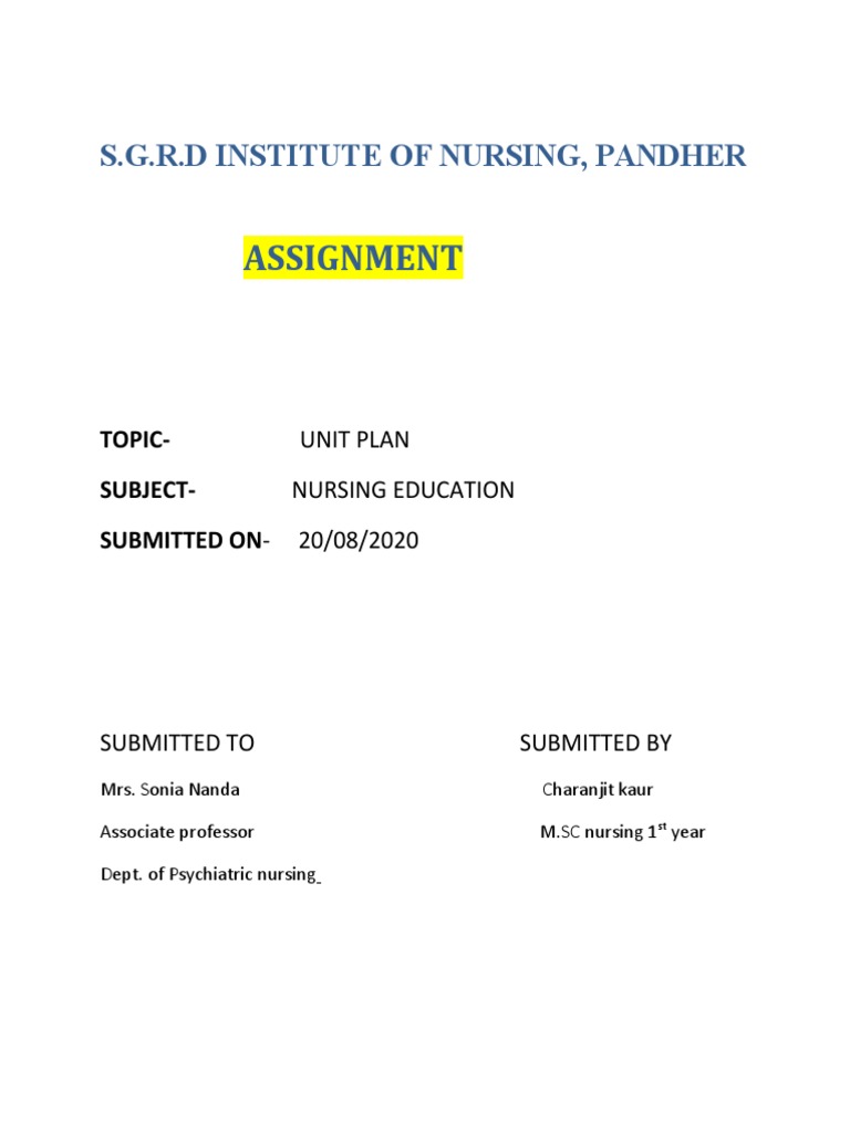 Nursing Education Unit Planning Guide | PDF