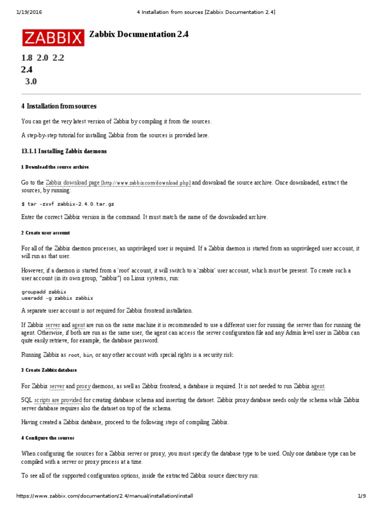 4 Installation From Sources (Zabbix Documentation 2 | PDF | Web Server ...