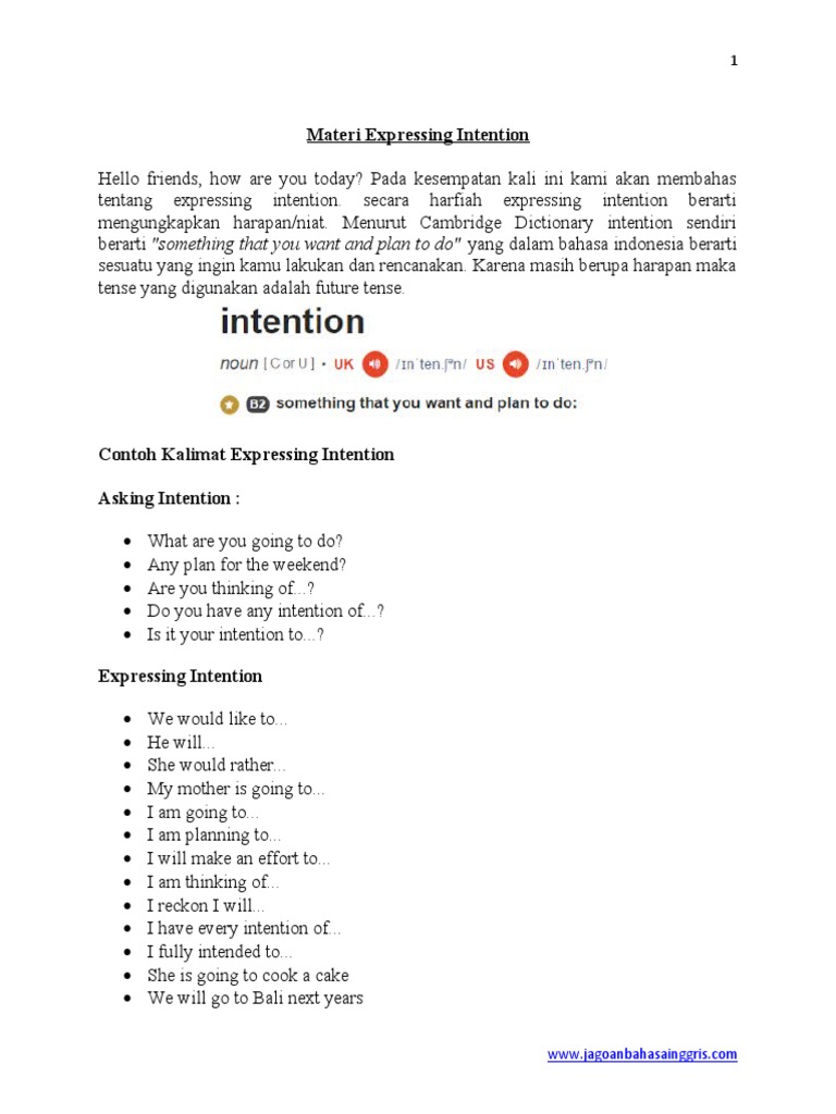 Materi Expressing Intention | PDF | Language Arts & Discipline | Home ...
