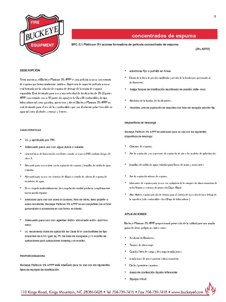 Espuma 3% AFFF - En.es ESPAÑOL | PDF | Agua | Sustancias químicas