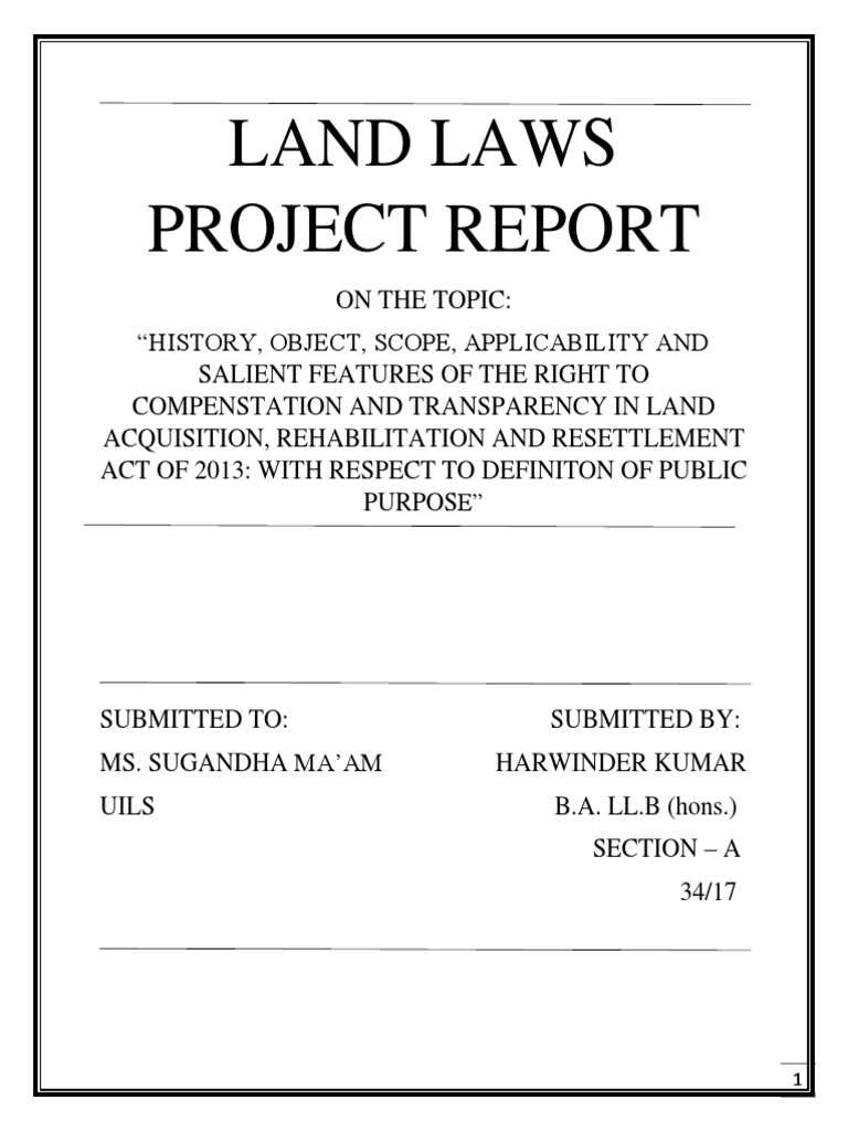 Land Laws Project Report | PDF | Eminent Domain | Policy