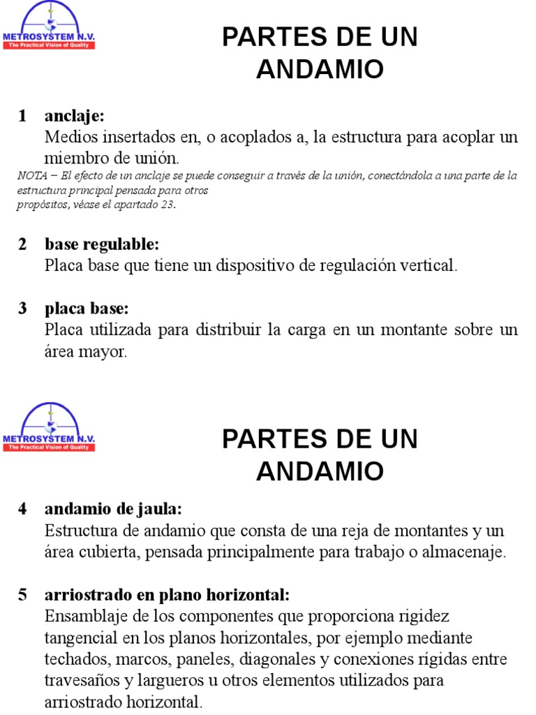 Tema 4 Partes de Un Andamio | Descargar gratis PDF | Andamio | Bienes ...