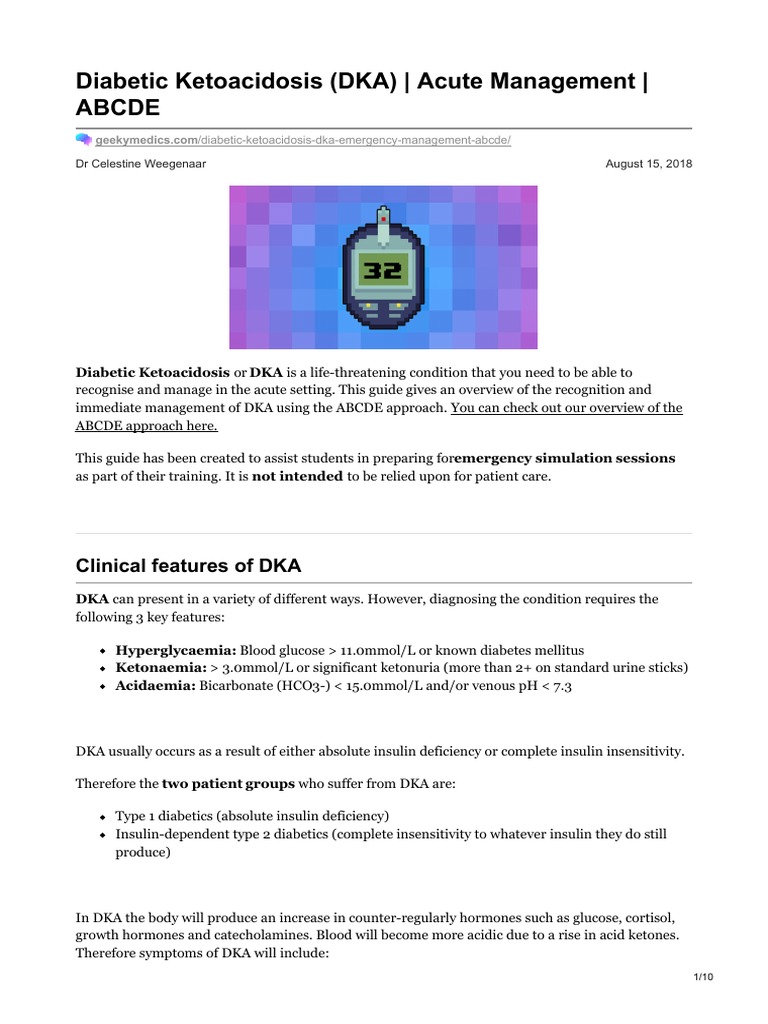 Diabetic Ketoacidosis DKA Acute Management ABCDE | PDF | Physiology ...