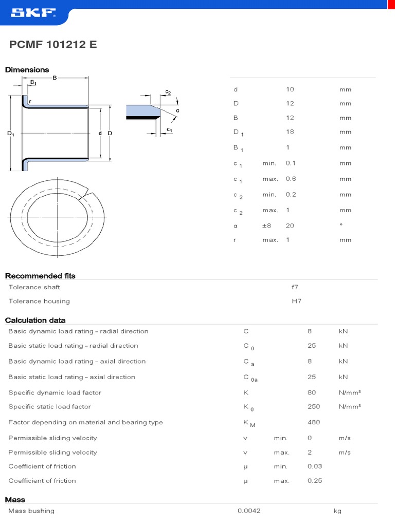 Bushings-PCMF 101212 E | PDF | Engineering Tolerance | Classical Mechanics