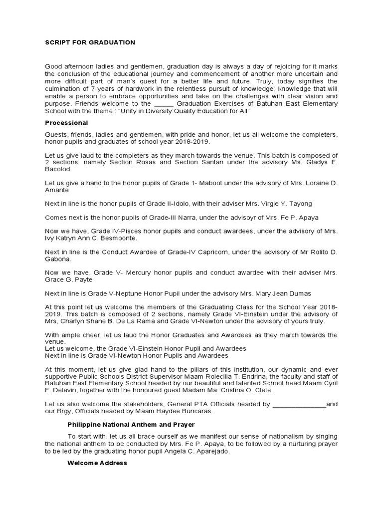 Graduation Script | PDF