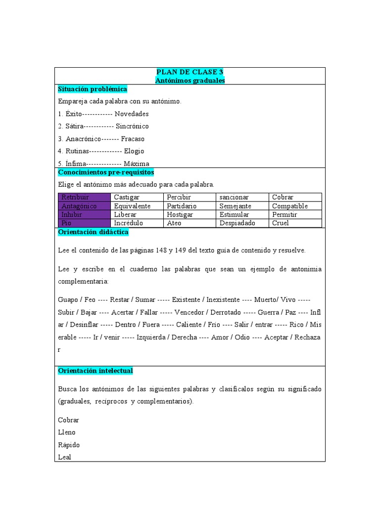 Antónimos Graduales | PDF
