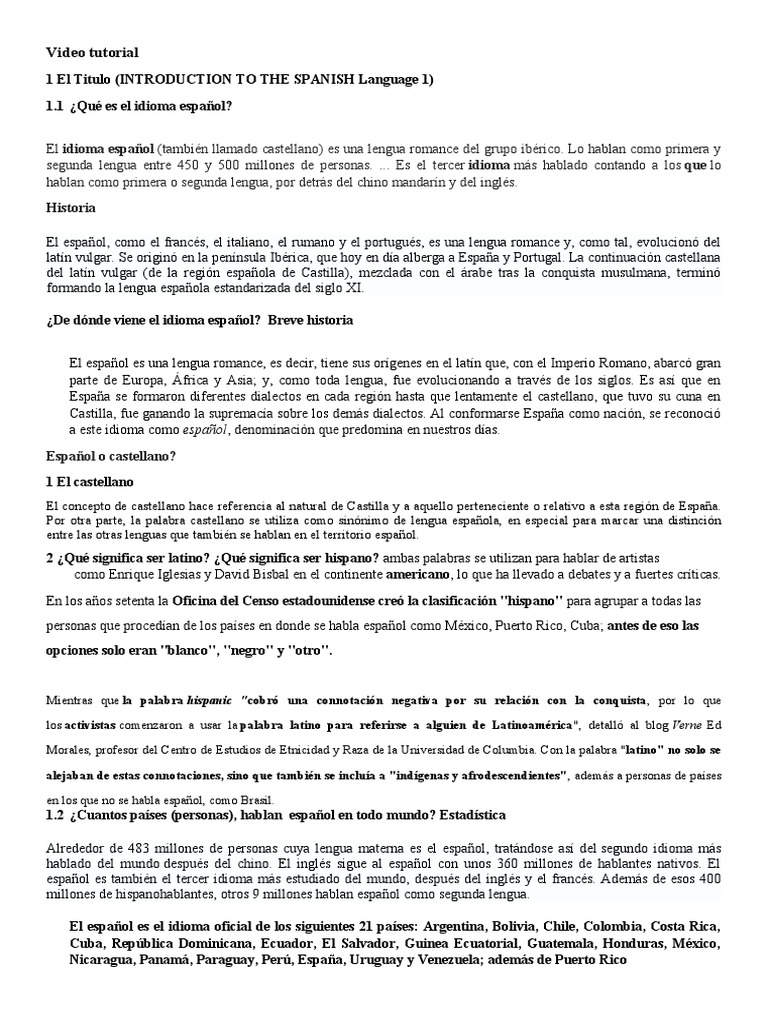 Historia Del Idioma Español | PDF | America latina | Idioma en Inglés