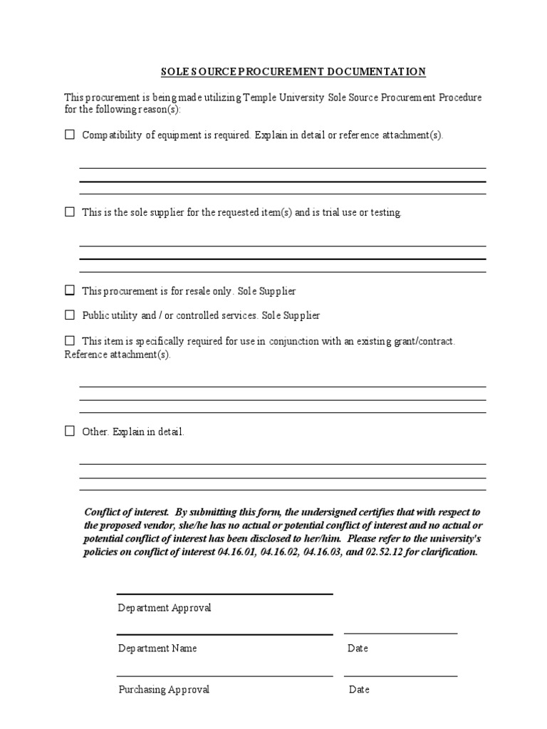 Sole Source Procurement Documentation | PDF