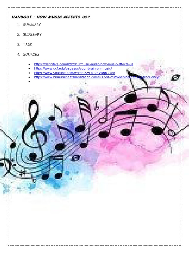 Handout: How Music Affects Us?: 1. Summary 2. Glossary 3. Task 4 ...