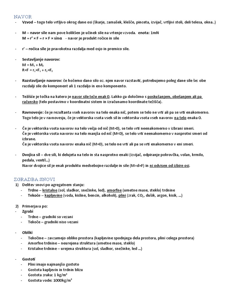 Navor Zgradba Snovi | PDF