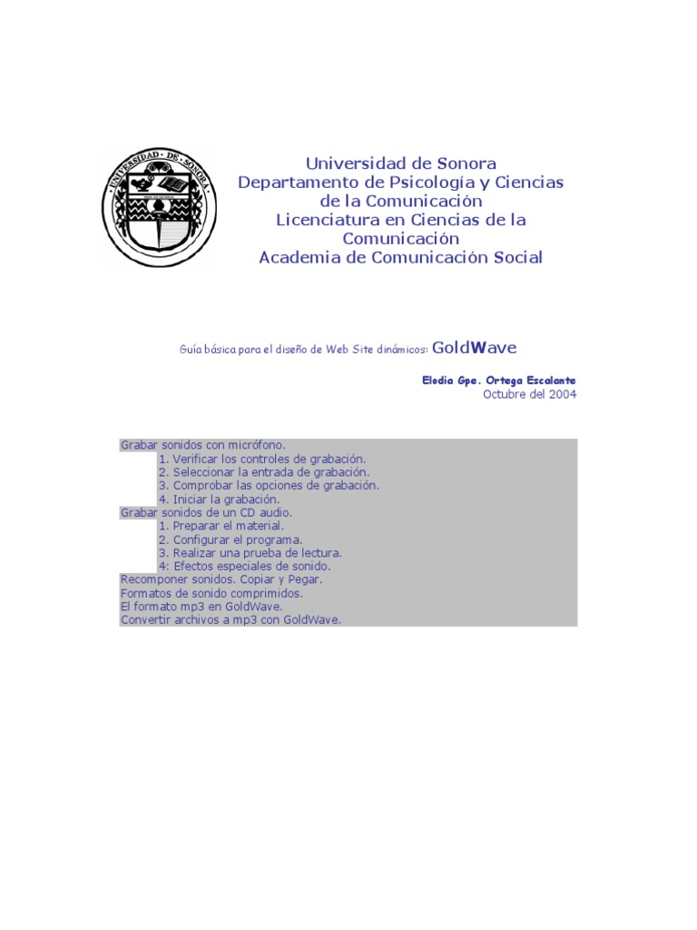 Goldwave Manual | PDF | Mp3 | Ventana (informática)