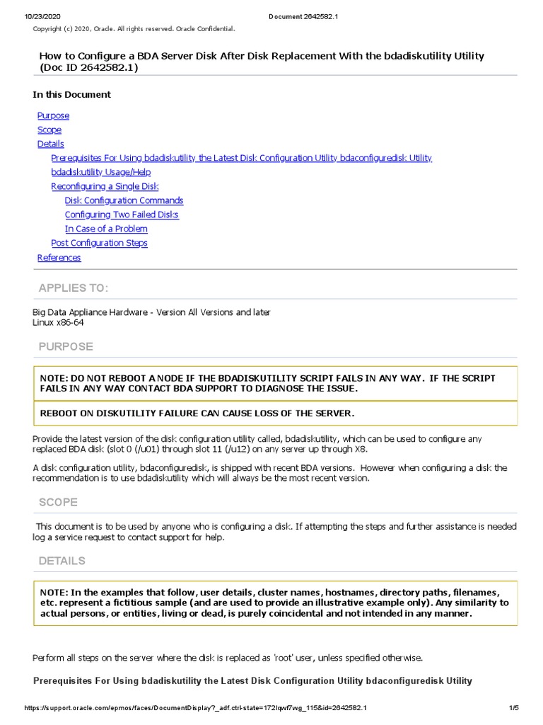 How To Configure A BDA Server Disk After Disk Replacement With The ...