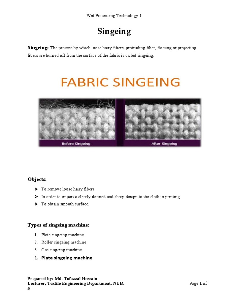 Lecture. - 03.1 Singeing | PDF | Textile Manufacturing | Textiles